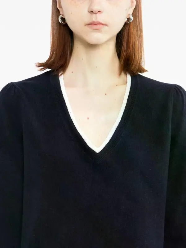 N.peal Lace Trim V-neck Jumper