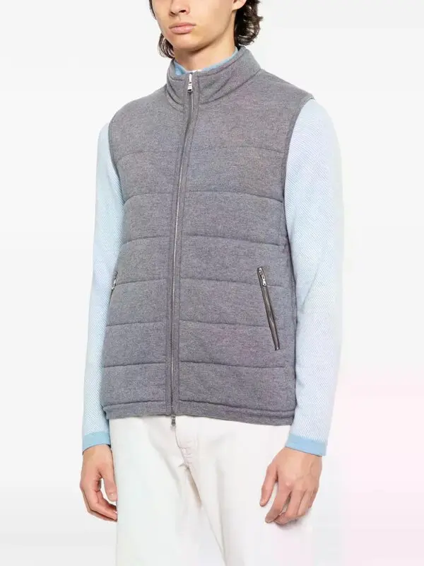 N.peal Quilted Zip Vest - Grey