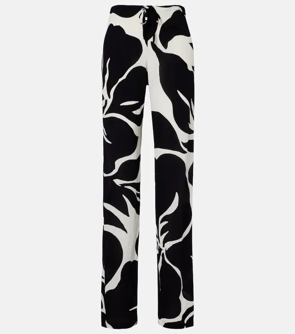 Dries Van Noten Floral Straight Leg Trousers - Black