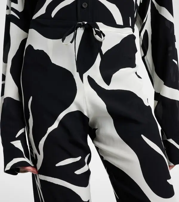 Dries Van Noten Floral Straight Leg Trousers - Black