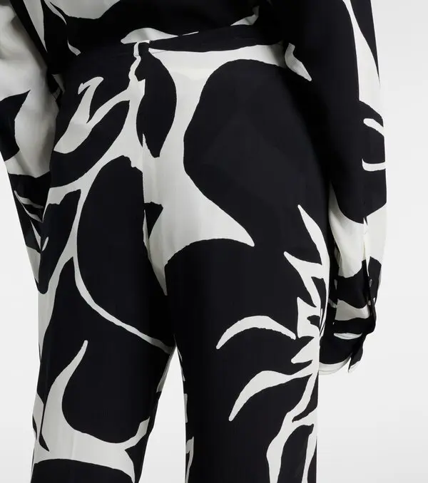 Dries Van Noten Floral Straight Leg Trousers - Black