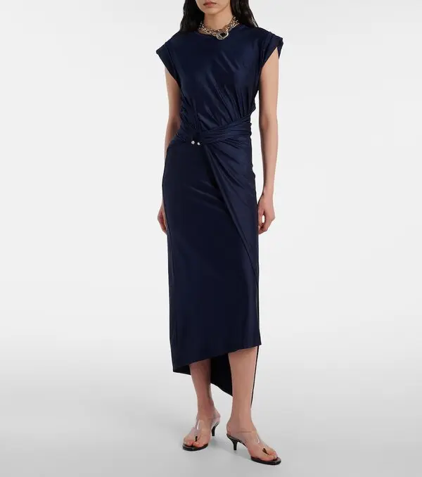 Rabanne Draped Jersey Midi Dress