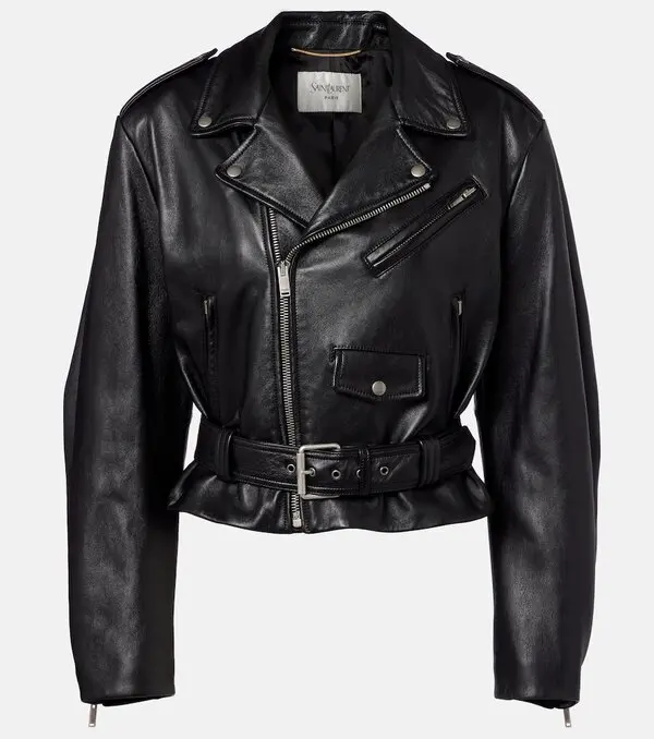 Saint Laurent Cropped Leather Biker Jacket