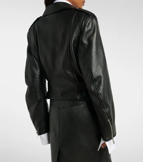 Saint Laurent Cropped Leather Biker Jacket