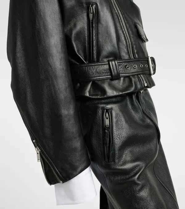 Saint Laurent Cropped Leather Biker Jacket