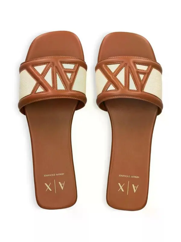 Armani Exchange Logo Detail Slip-on Sandals - Neutrals