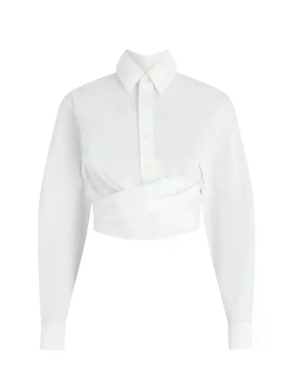 JEAN PAUL GAULTIER Cropped Cotton Wrap Shirt