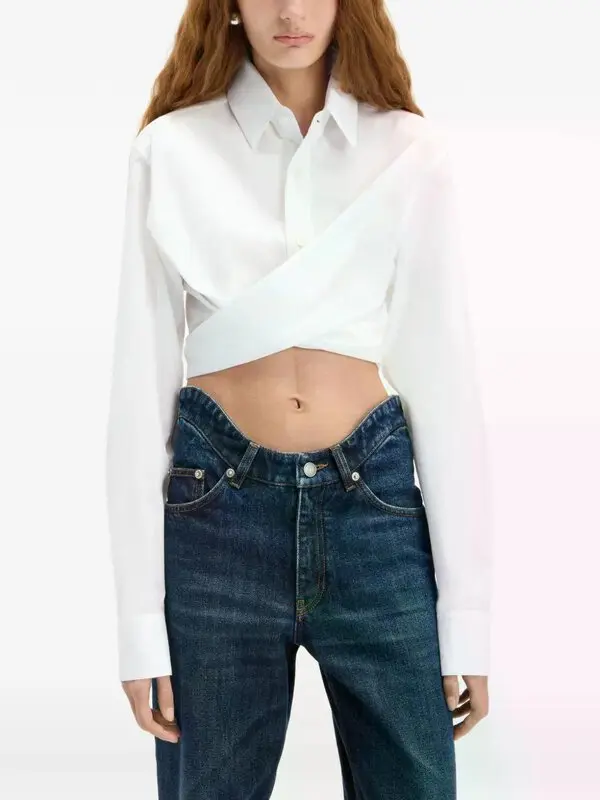 JEAN PAUL GAULTIER Cropped Cotton Wrap Shirt