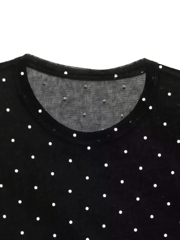 JNBY Polka-dot Long-sleeve Cotton T-shirt - Black
