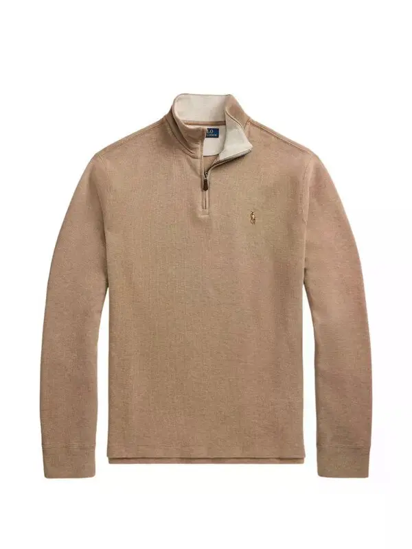 Polo Ralph Lauren Textured Knit Quarter-zip Sweater - Brown