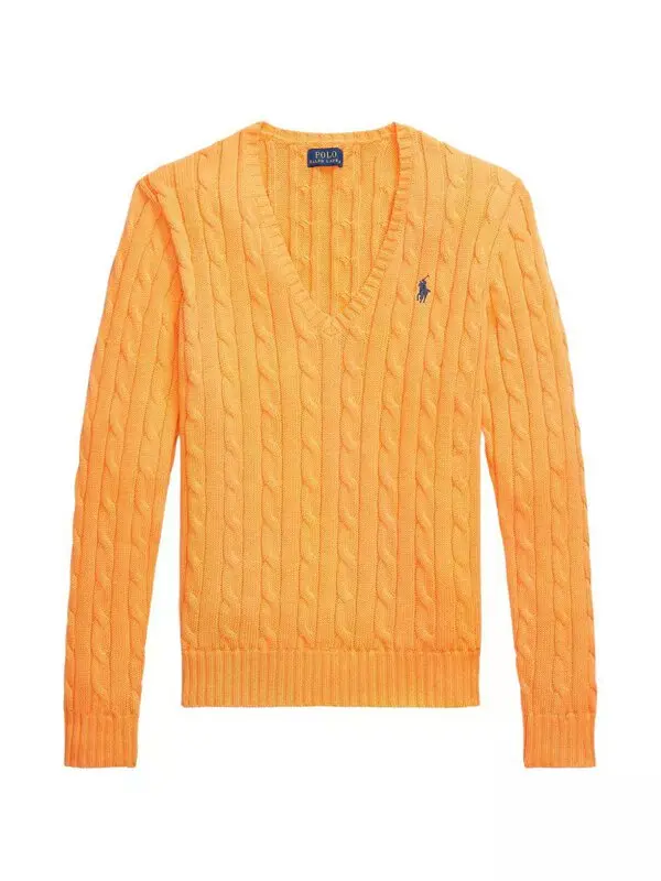 Polo Ralph Lauren Cable Knit V-neck Sweater - Orange