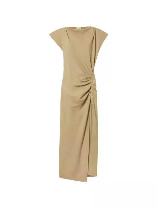 Isabel Marant Étoile Nadela Draped Slit Detail Maxi Cotton Dress - Neutrals