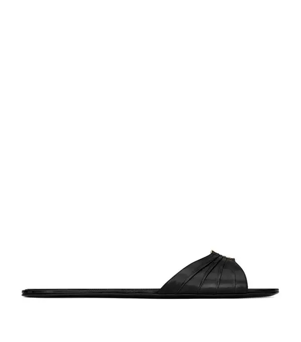 Saint Laurent Leather Babylone Flat Sandals - Black