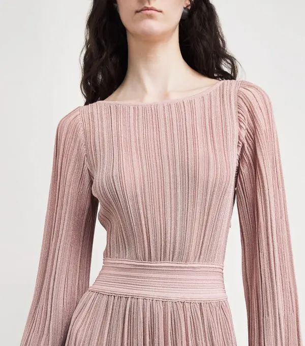 ANTONINO VALENTI Knit Metallic Flared Maxi Dress