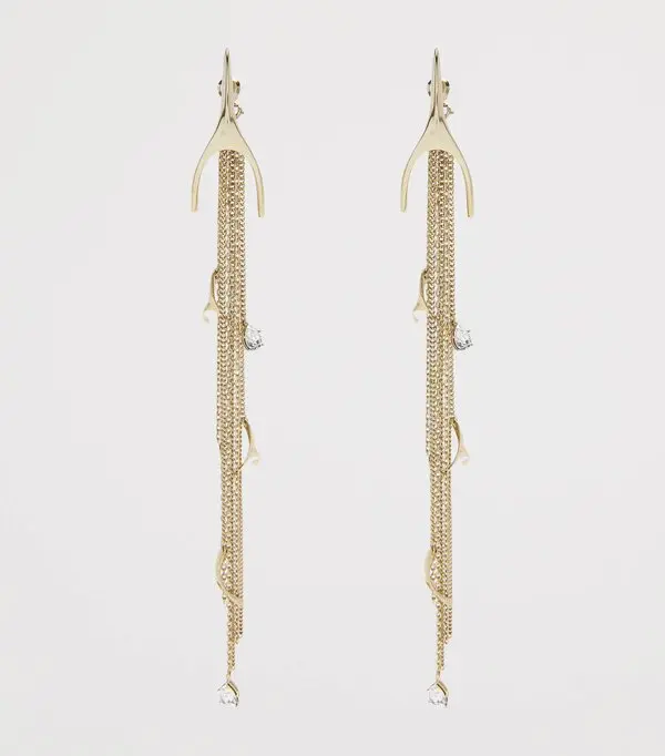 Alexander McQueen Embellished Wishbone Drop Earrings
