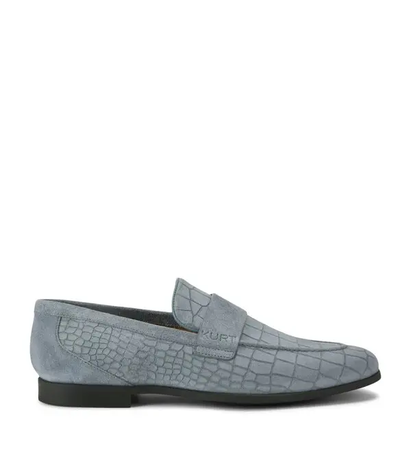 Kurt Geiger Croc-embossed Suede Loafers - Blue