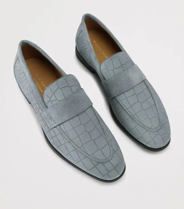 Kurt Geiger Croc-embossed Suede Loafers - Blue