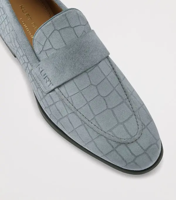 Kurt Geiger Croc-embossed Suede Loafers - Blue
