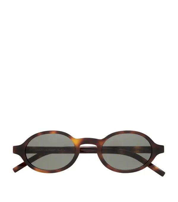 Saint Laurent Acetate Oval Sunglasses - Brown