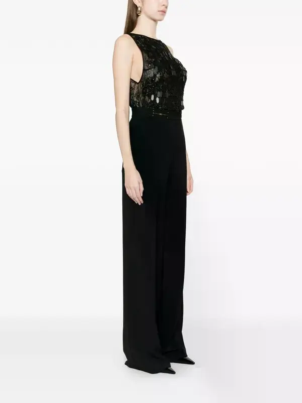 Elisabetta Franchi Sleeveless Sequin-embellished Jumpsuit With Palazzo Trousers