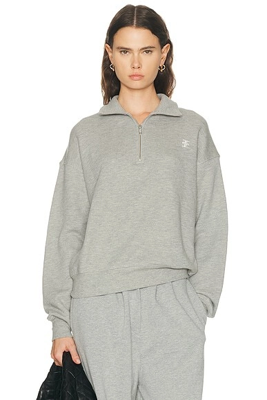 Eterne Oversized Half Zip Sweatshirt - Heather Grey