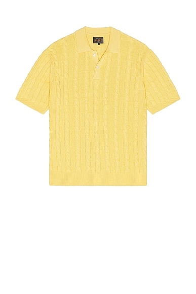 BEAMS Knit Polo Cable - Yellow