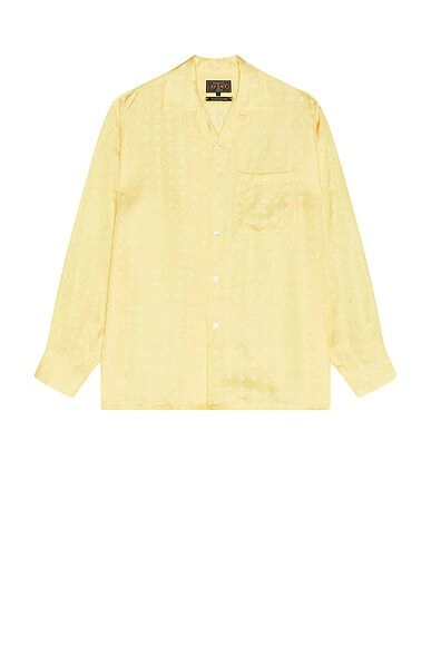 BEAMS Open Collar Cupro Dot Pattern