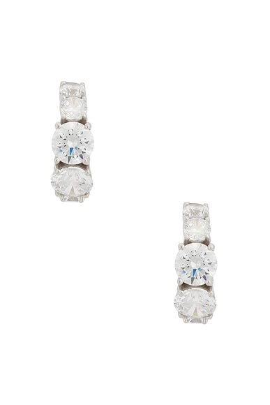 Completedworks Cubic Zirconia Hoop Earrings In Rhodium-plated
