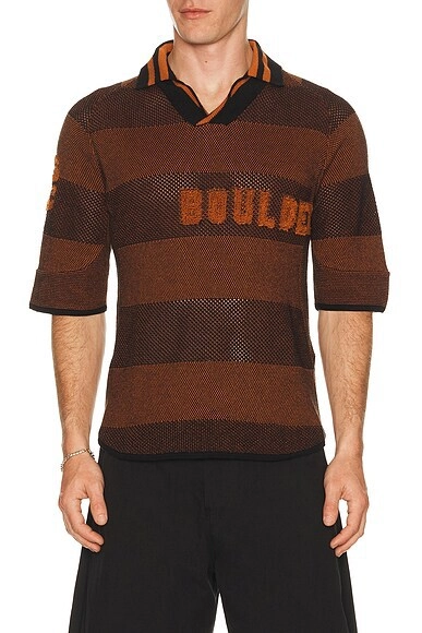 ISA BOULDER Boulder Line Polo Shirt - Rust Brown