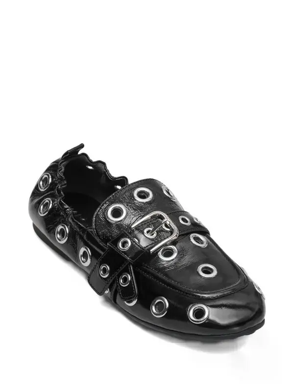 Marc Jacobs Grommet Detail Buckle Leather Loafers