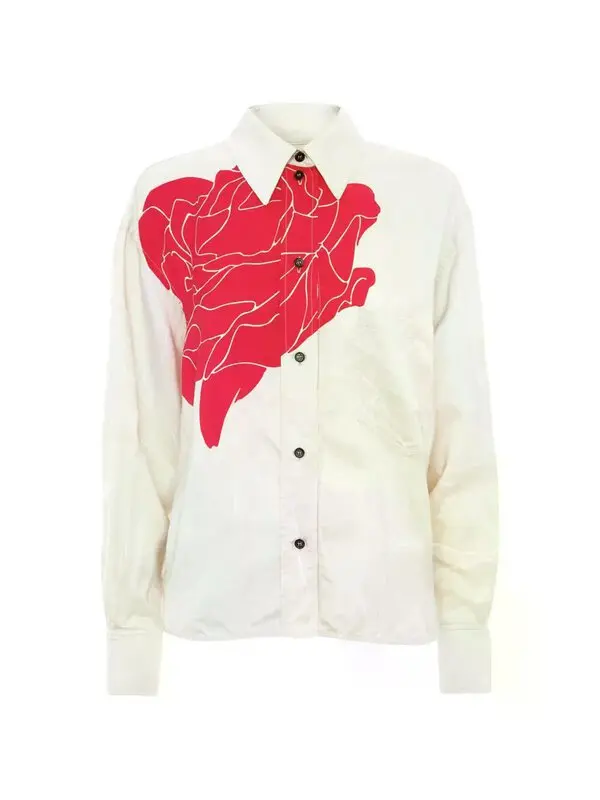 Victoria Beckham Floral Print Long Sleeve Shirt - Neutrals