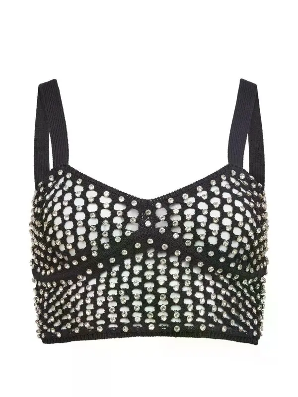 FLEUR DU MAL Embellished V-neck Top - Black