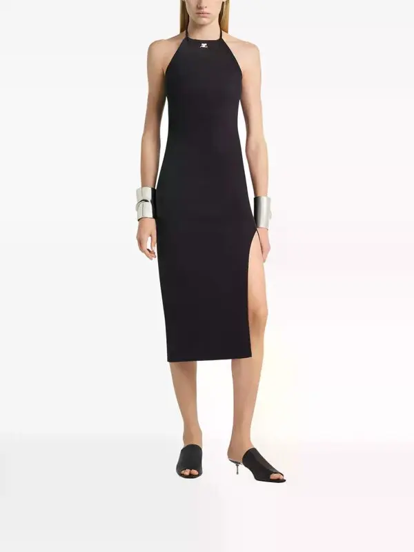COURREGES Logo-embroidered Halterneck Dress