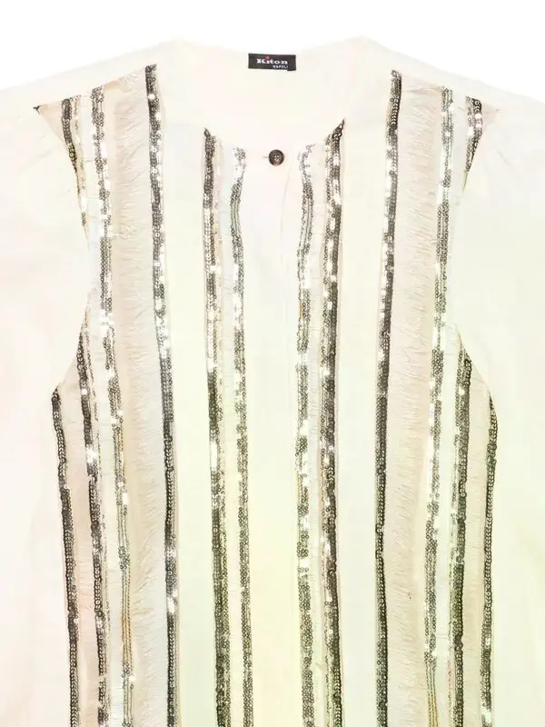 Kiton Sequin Embellished Striped Shirt