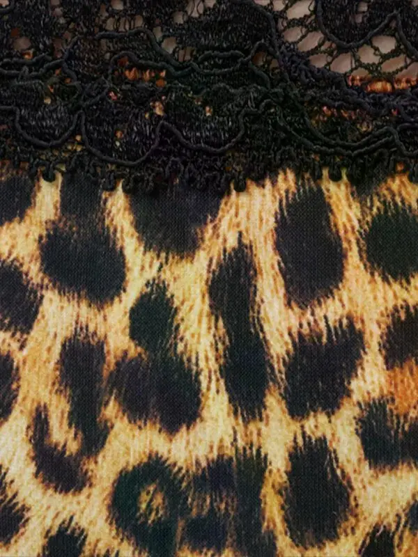 Roberto Cavalli Leopard Print Lace Trim Swimwear - Neutrals
