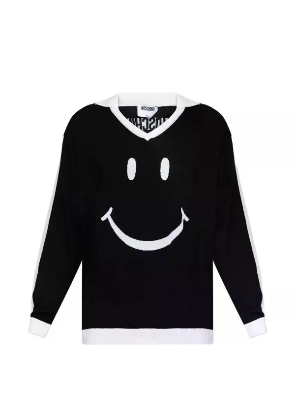 Moschino Wool Smiley Knit Sweater - Black