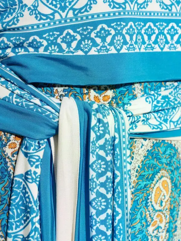 Etro Paisley Print Maxi Dress With Tie Waist - Blue