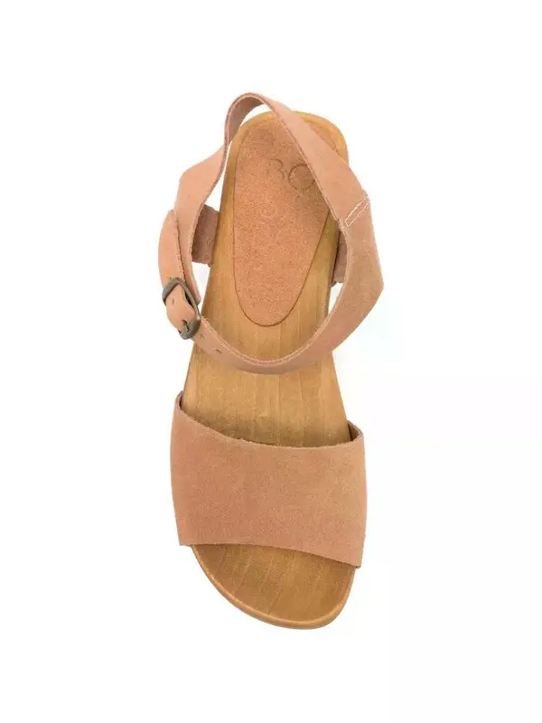 BOSABO Suede Ankle Strap Block Heel Sandals