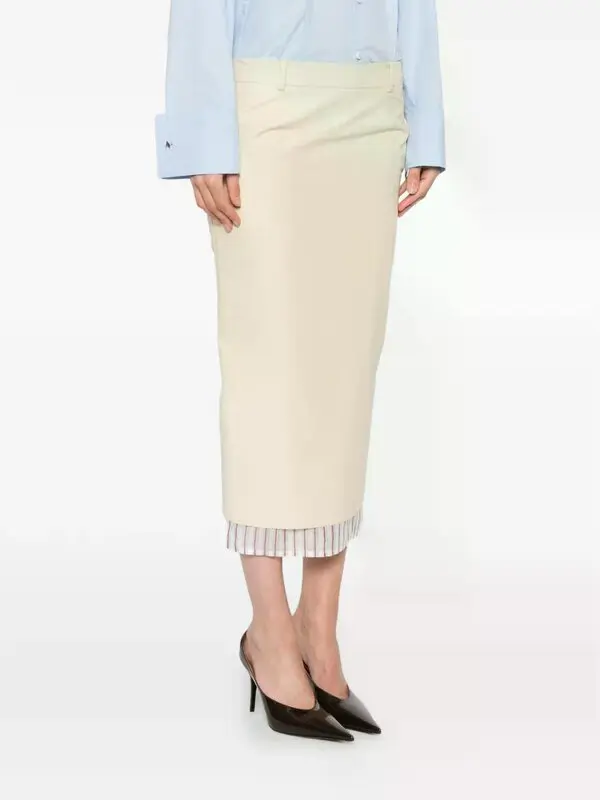 Attico Midi Skirt With Striped Hem - Neutrals
