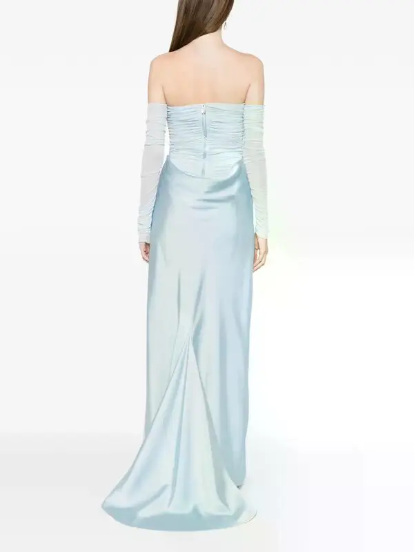 ROTATE BY BIRGER CHRISTENSEN Ruched Maxi Dress With Long Sleeves - Blue