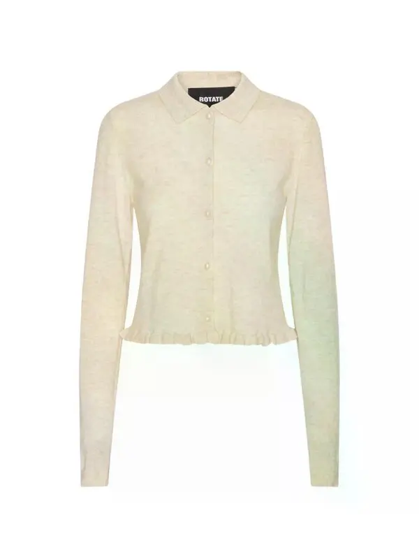 ROTATE BY BIRGER CHRISTENSEN Fine Knit Polo Collar Cardigan - Neutrals