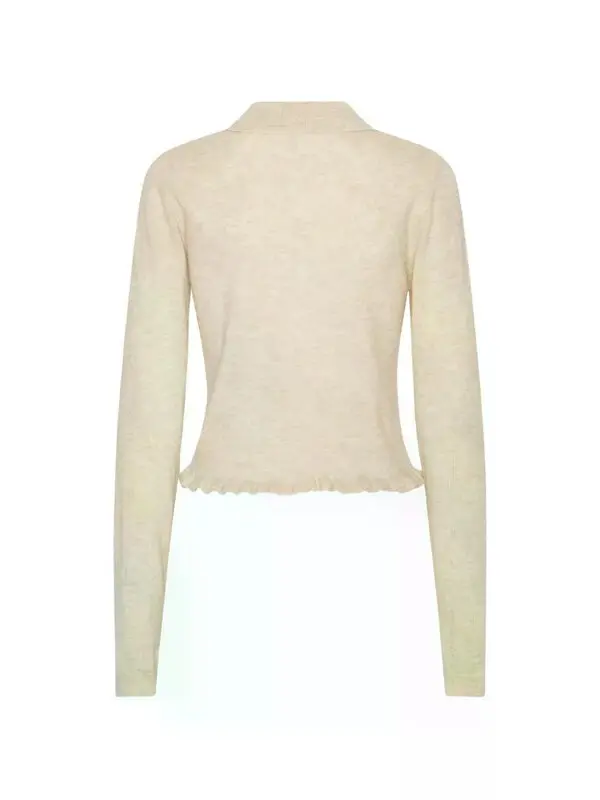 ROTATE BY BIRGER CHRISTENSEN Fine Knit Polo Collar Cardigan - Neutrals