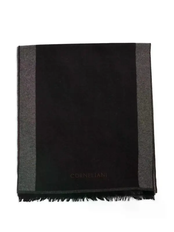 Corneliani Striped Cashmere Scarf - Black