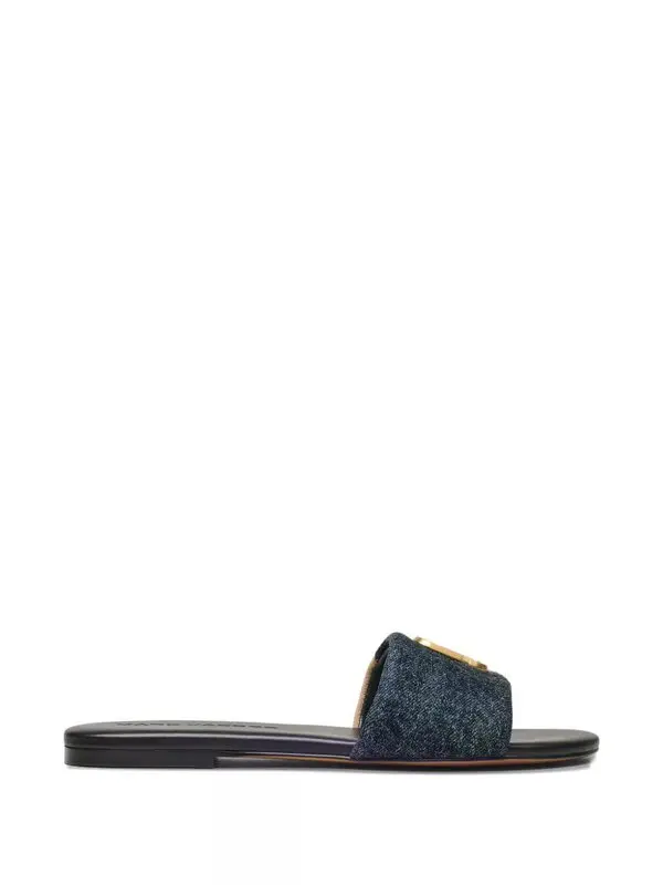 Marc Jacobs Logo Detail Denim Slides - Blue