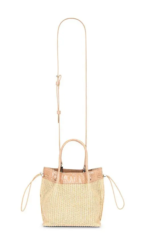 By Far Baby Kayla Raffia & Croco Embossed Handbag - Neutral