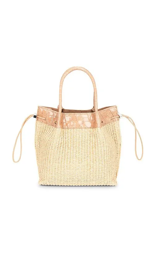 By Far Baby Kayla Raffia And Croc Embossed Handbag