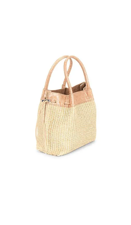 By Far Baby Kayla Raffia And Croc Embossed Handbag