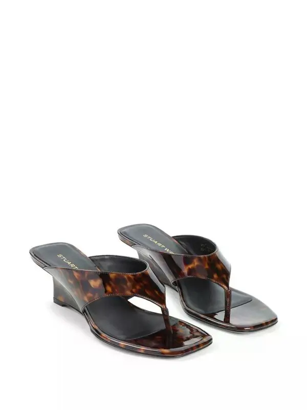 STUART WEITZMAN Tortoiseshell Effect Wedge Sandals - Brown