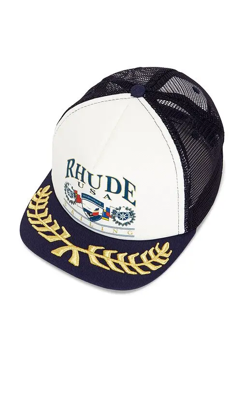 Rhude Usa Sailing Icon Trucker Hat - Blue