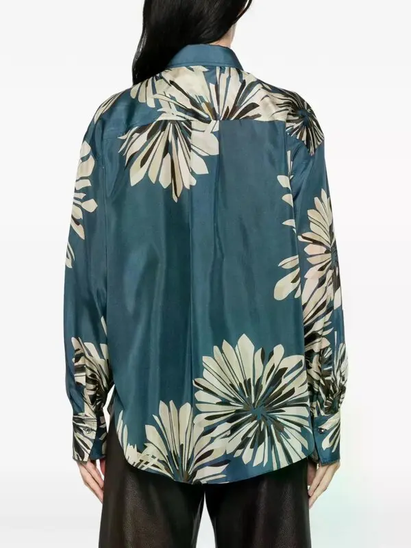 Brunello Cucinelli Printed Silk Shirt - Blue